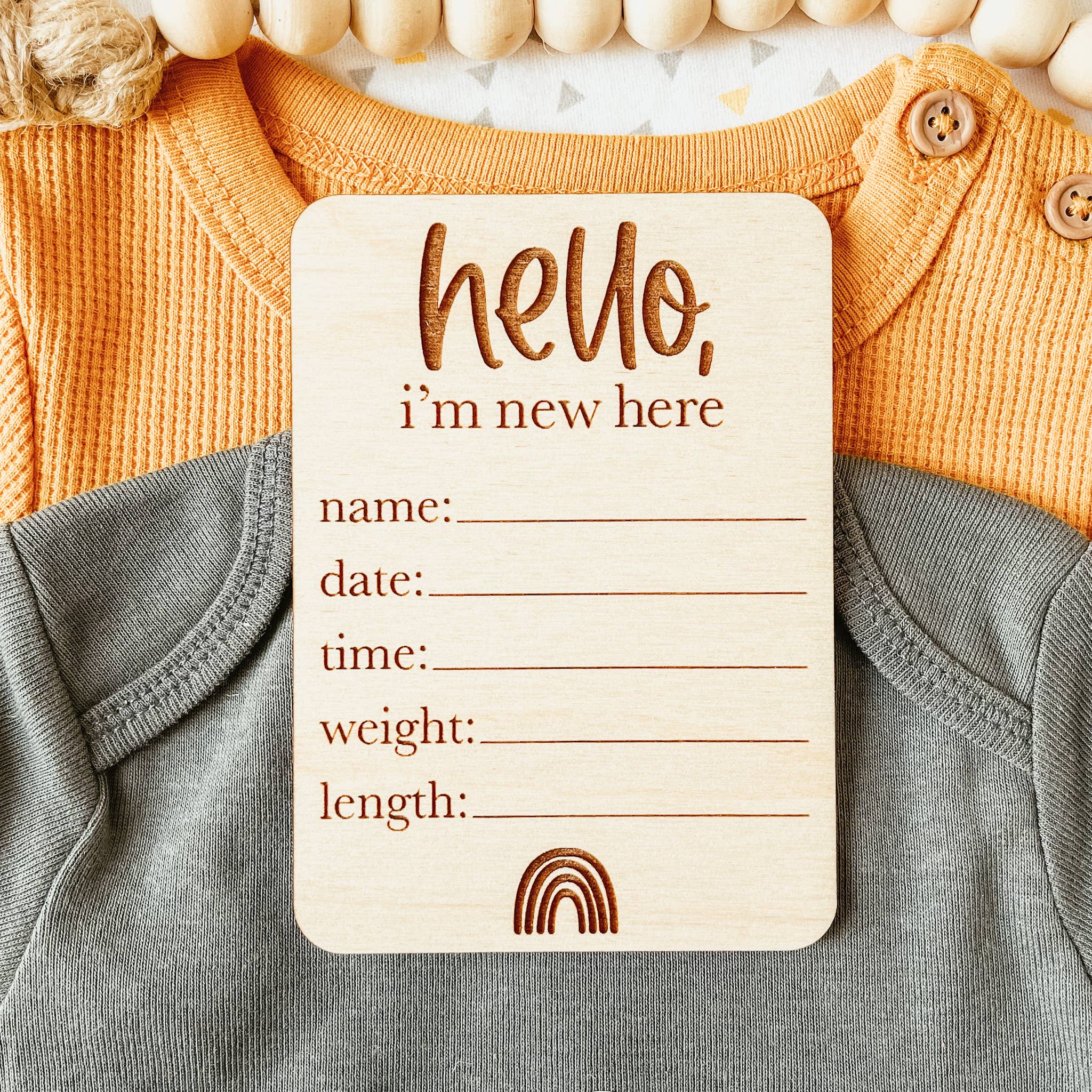 Baby Birth Announcement Sign - Hello World Rainbow Rectangle – Northern Cub